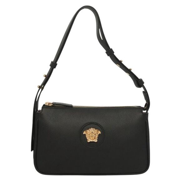 Versace | Bags | Versace Medusa Black Leather Shoulder Bag Preowned ...